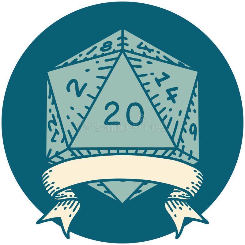 Natural 20 Critical Hit D20 Dice Roll Illustration Stock Vector ...