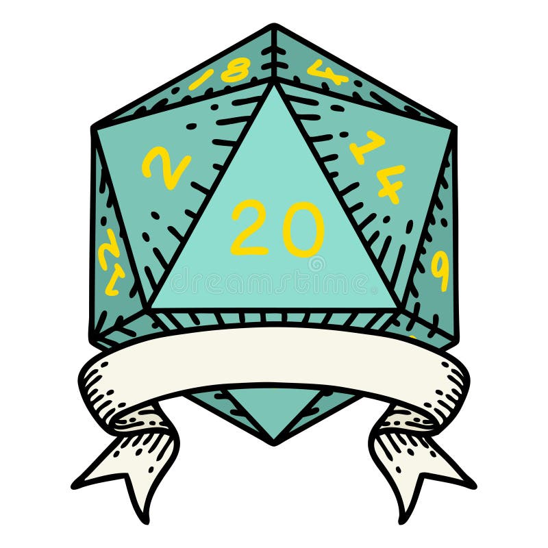 Natural 20 Critical Hit D20 Dice Roll Illustration Stock Vector ...