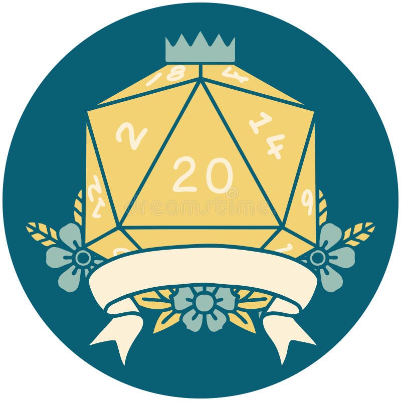 Natural 20 Critical Hit D20 Dice Roll Illustration Stock Vector ...