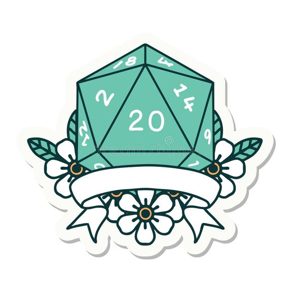 Natural 20 Critical Hit D20 Dice Roll Sticker Stock Vector ...