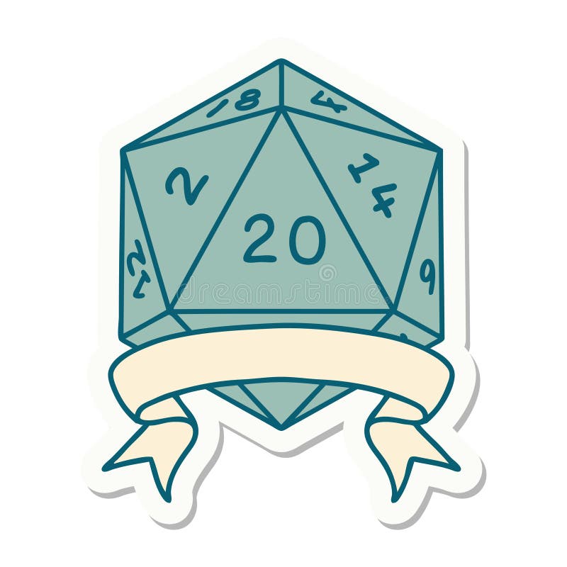 Natural 20 Critical Hit D20 Dice Roll Sticker Stock Vector ...