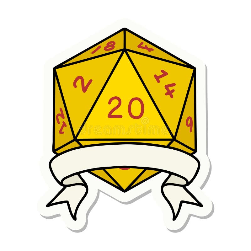 Natural 20 Critical Hit D20 Dice Roll Sticker Stock Vector ...