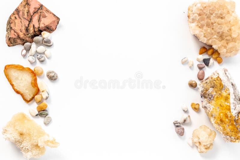 Natural Crystal Mineral Stones. Set of Shiny Gemstone Stock Image ...