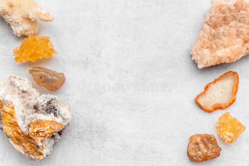 Natural Crystal Mineral Stones. Set of Shiny Gemstone Stock Image ...