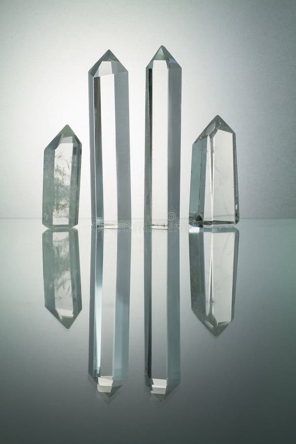 Natural Crystal Stones with Reflection on White Illuminated Back Stock ...