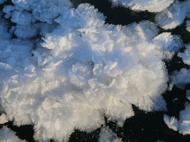 Natural Crystals of Snow and Ice Close Up, Winter Stock Photo - Image ...