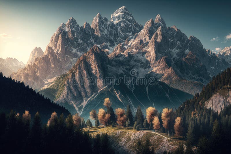 Natural Cute Mountain Background. Illustration AI Generative Stock ...