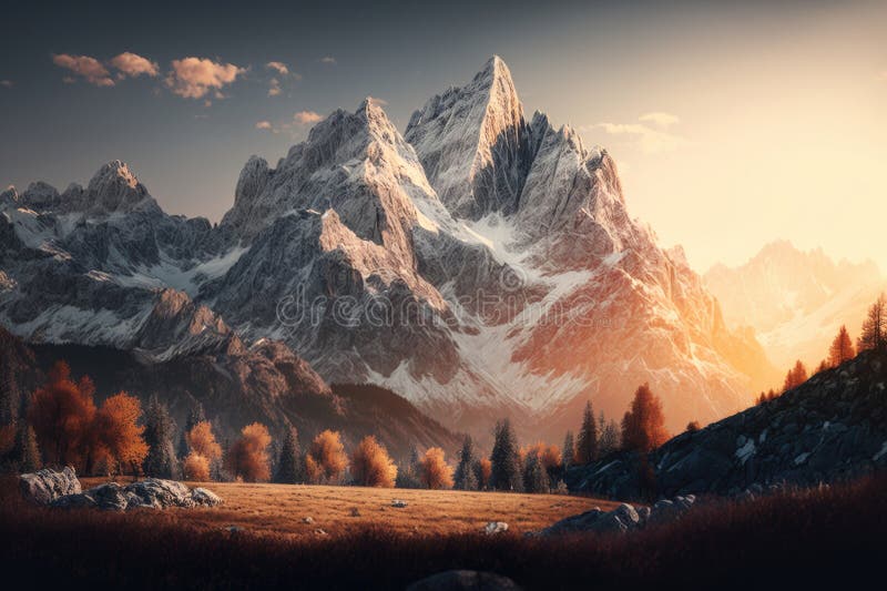 Natural Cute Mountain Background. Illustration AI Generative Stock ...