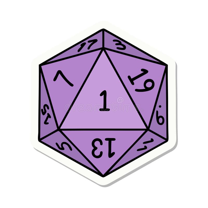 Natural 1 D20 Dice Roll Sticker Stock Vector - Illustration of game ...