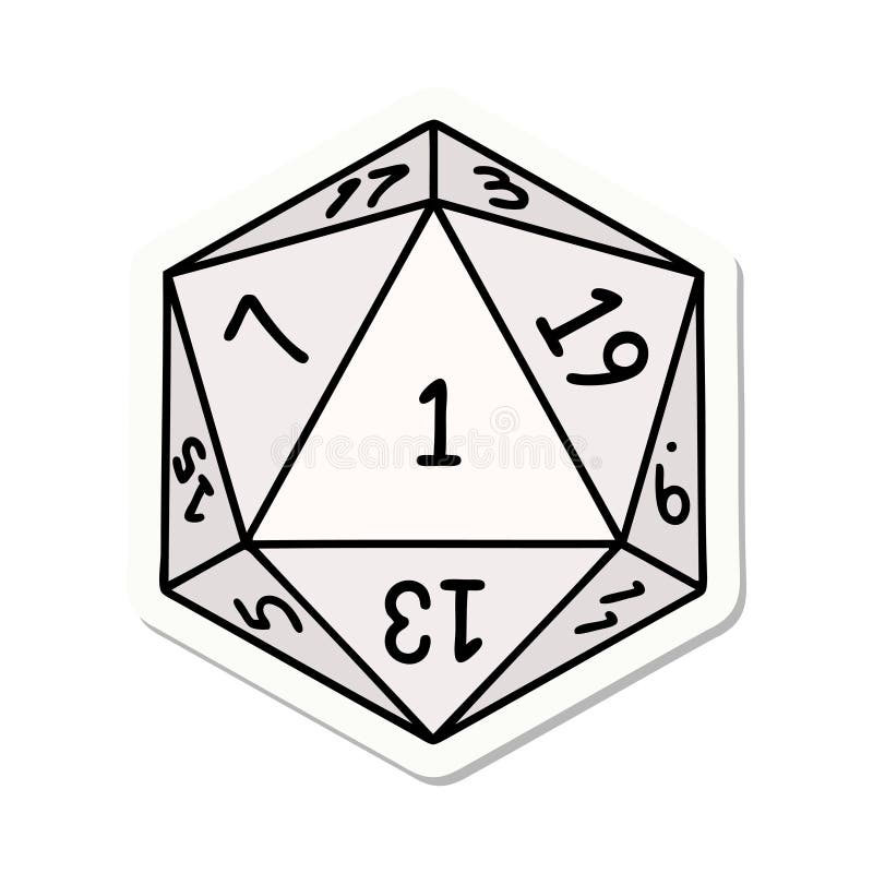 Natural 1 D20 Dice Roll Sticker Stock Vector - Illustration of dice ...