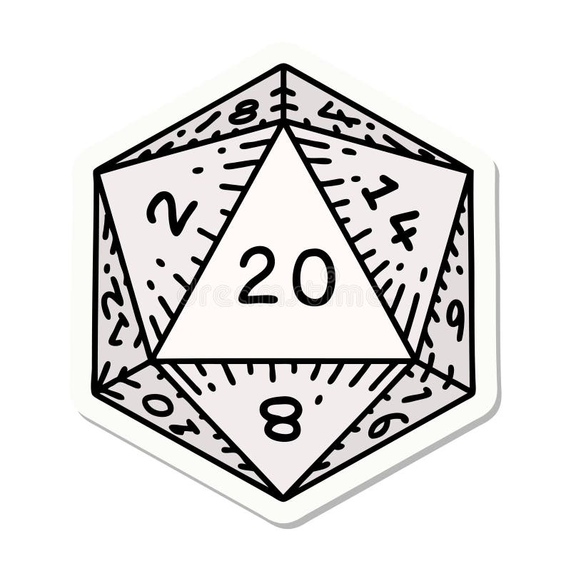 Natural 20 D20 Dice Roll Sticker Stock Vector - Illustration of success ...