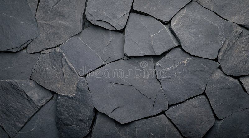 Natural Dark Slate Stone Wall Design in Modern Architecture Stock Photo ...