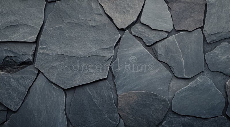 Natural Dark Slate Stone Wall Design in Modern Architecture Stock Photo ...