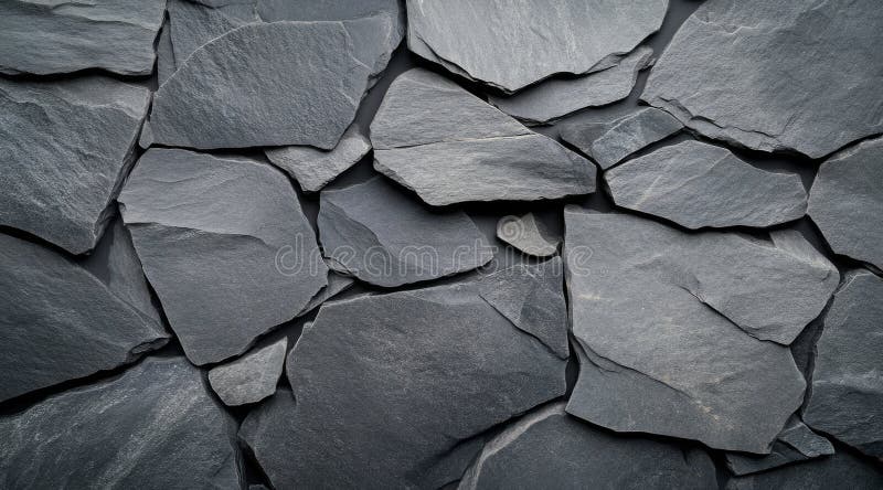 Natural Dark Slate Stone Wall Design in Modern Architecture Stock Photo ...