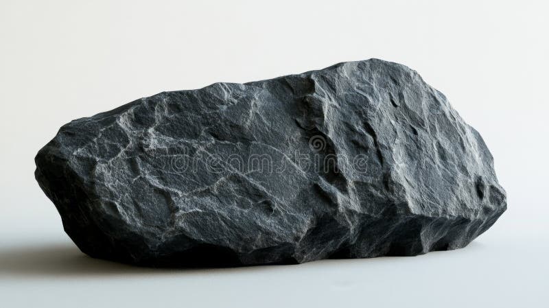 Natural Dark Stone with Textured Surface on Light Background Stock ...