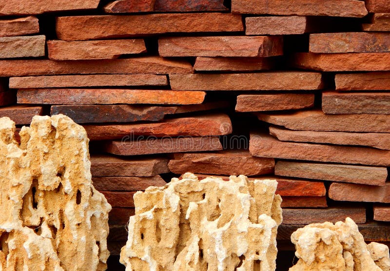 Natural Decorative Bricks and Shell Stones Texture Background Stock ...