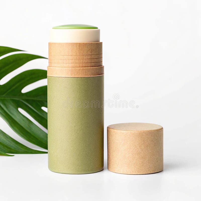 Natural Deodorant in Biodegradable Container on White Background Stock ...