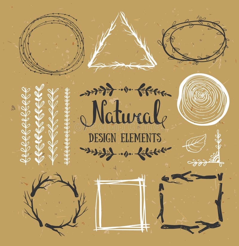 Natural Design Elements. Forest Vector Frames on the Cardboard Stock ...