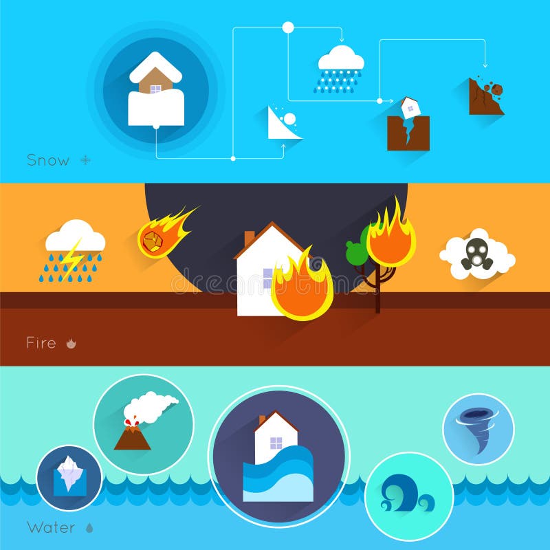 Natural disaster banners stock vector. Illustration of blizzard - 45561862