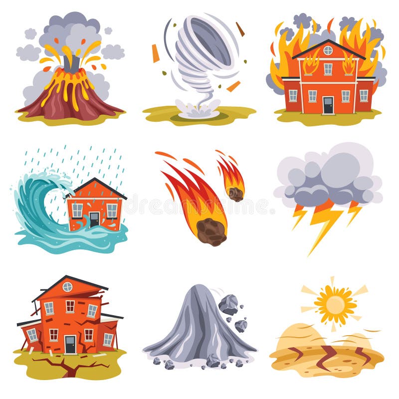 Natural Disaster Catastrophe and Crisis Stock Vector - Illustration of ...