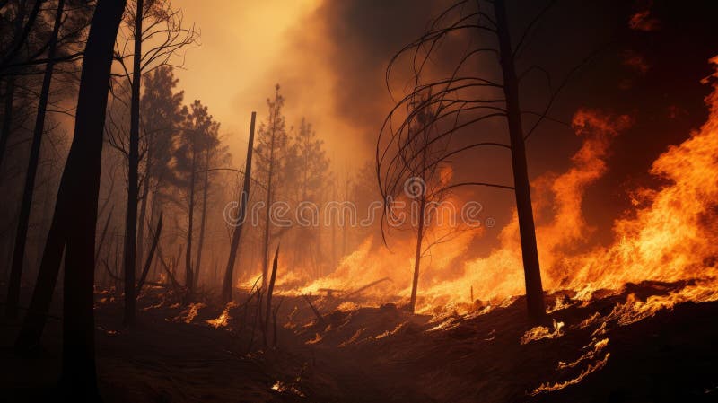 Natural Disaster. Fire in the Forest Stock Photo - Image of bush ...