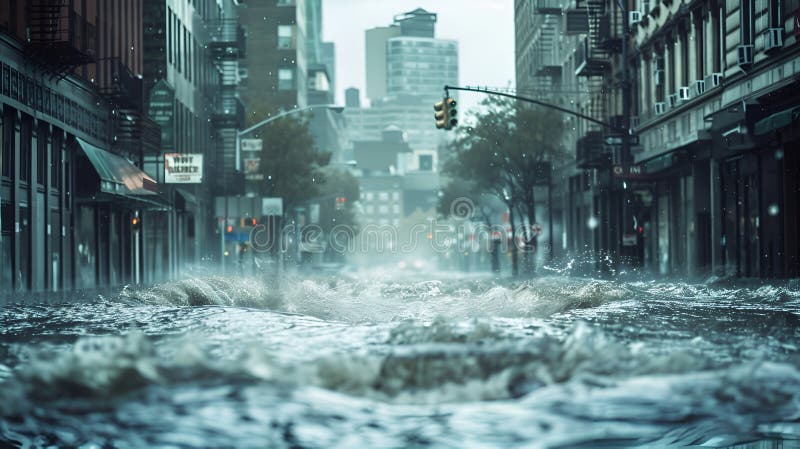 Natural Disaster, Flood in the City, Decline of Humanity Stock ...