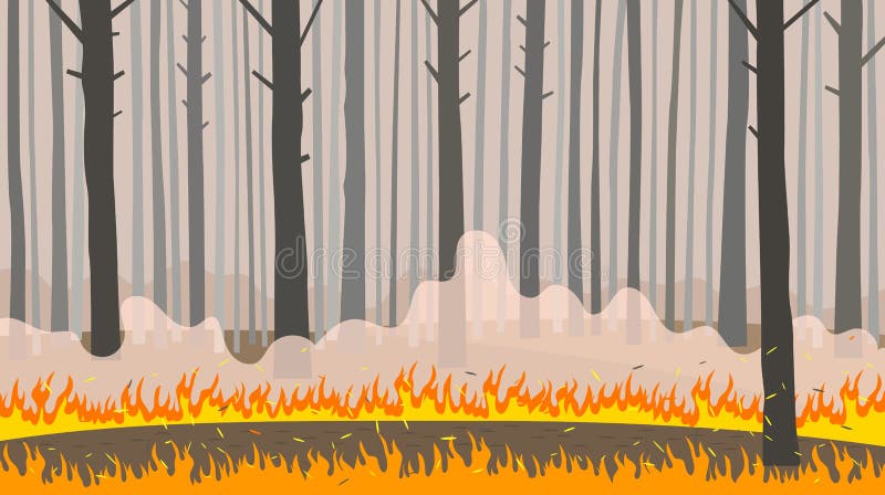 Natural Disaster Forest Fire. Concept Take Care of Nature. Flat Vector ...