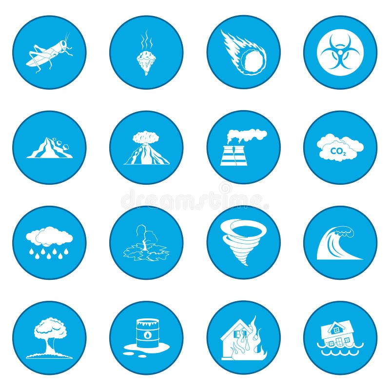 Natural disaster icon blue stock vector. Illustration of nature - 93051175