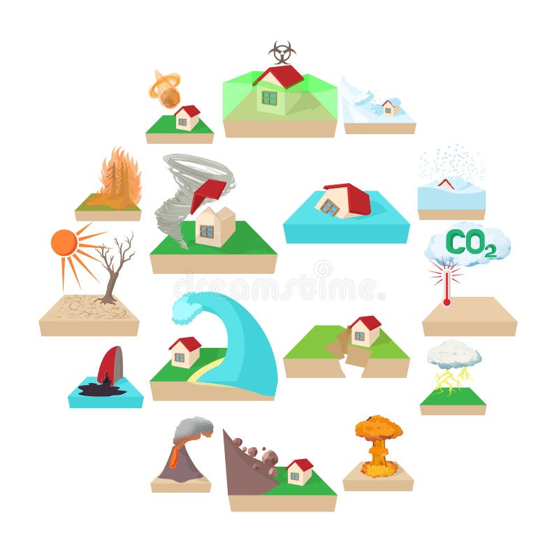 Natural Disaster Icons Set, Black Simple Style Stock Illustration ... Natural Disaster Icons Set, Black Simple Style Stock Illustration ...
