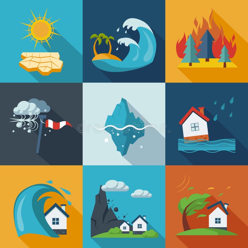 Natural Disaster Icons stock vector. Illustration of accident - 52186645