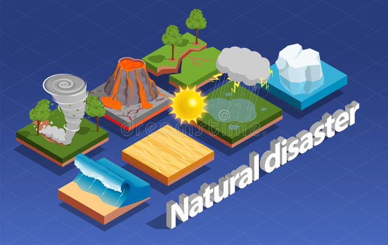 Natural Disaster Isometric Composition Stock Vector - Illustration of ...