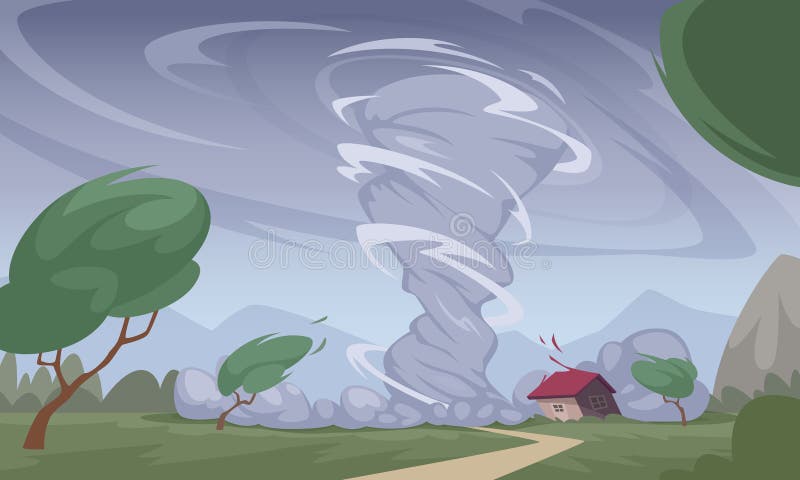 Natural Disasters. Background with Big Windy Typhoon Exact Vector ...