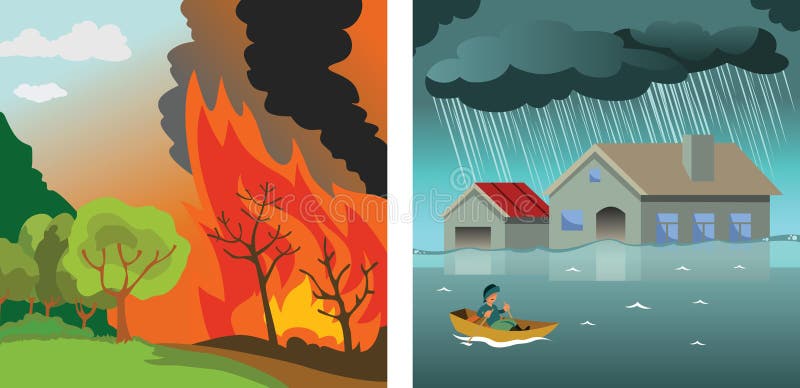 Natural Disasters, Fire and Flood, Catastrophes of the World Stock ...