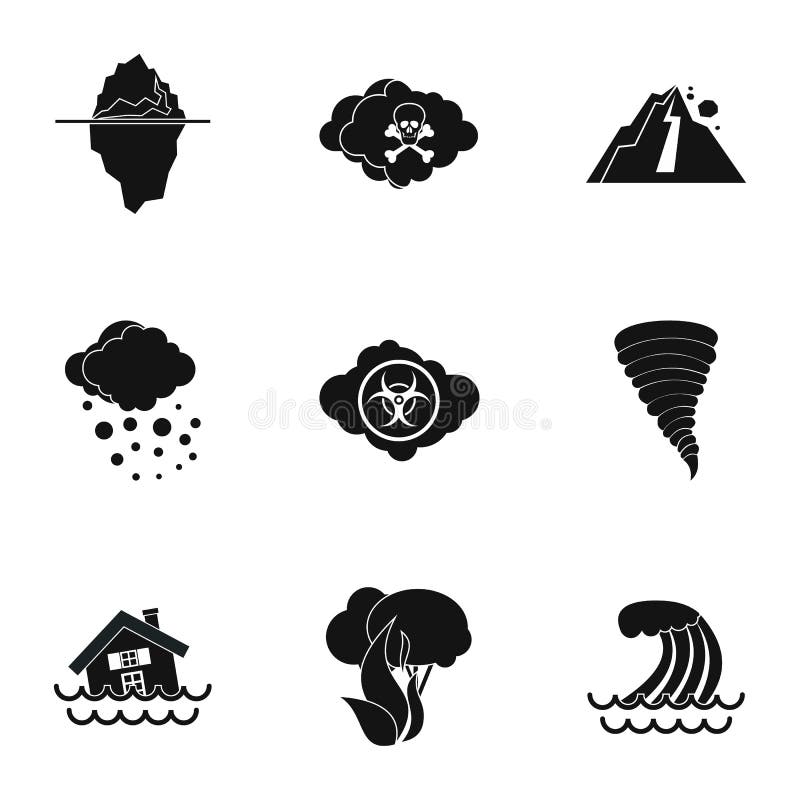 Natural Disasters Icons Set Simple Style Stock Illustrations – 9 ...