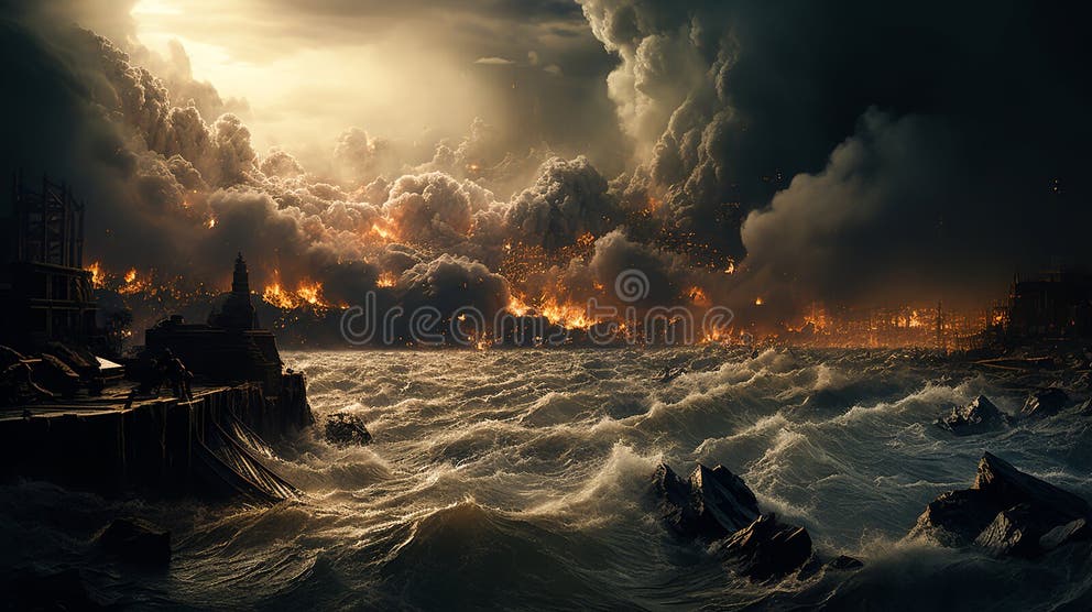 Natural Disasters Landscape, Generative Ai Stock Illustration ...