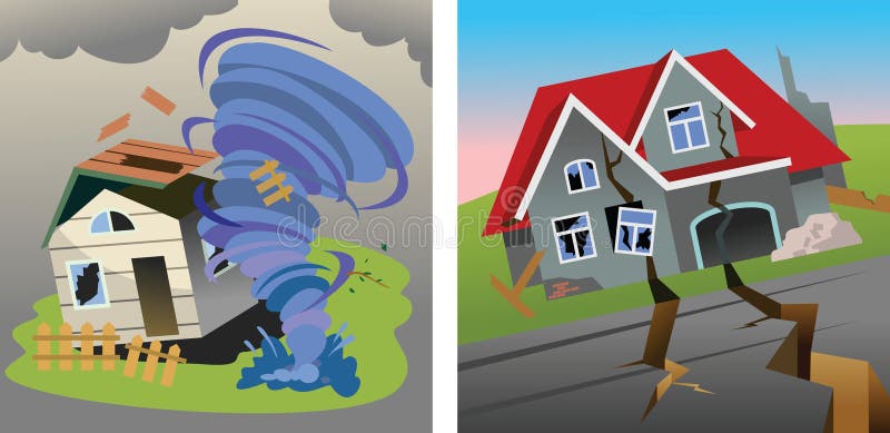 Natural Disasters, Tornado and Earthquake Stock Vector - Illustration ...