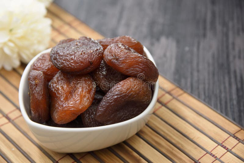 Natural Dried Apricots in a White Bowl Stock Photo - Image of organic ...