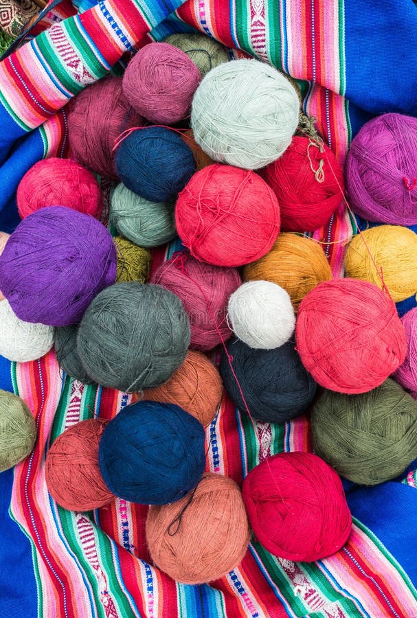 Natural Dyed Wool Yarn Peruvian Andes Cuzco Peru Stock Photo - Image of ...