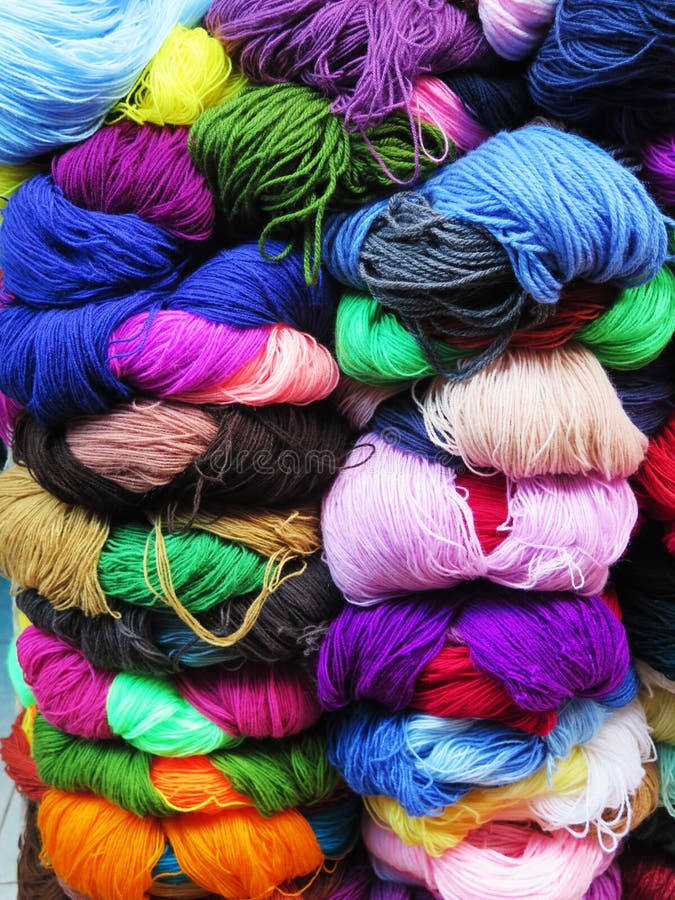 Natural Dyed Wool Yarn in the Peruvian Andes at Cuzco Stock Image ...