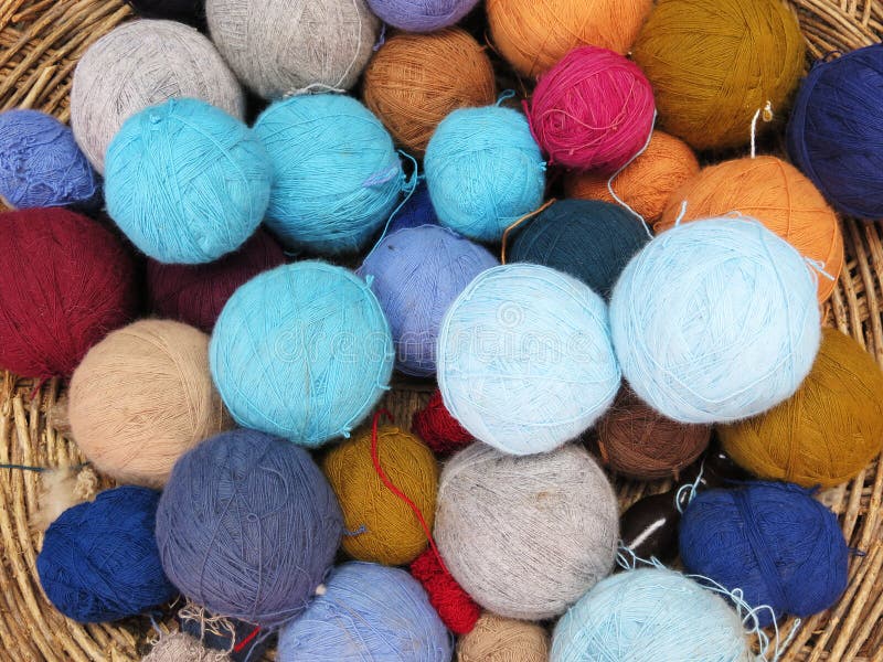 Natural Dyed Wool Yarn in the Peruvian Andes at Cuzco Stock Image ...