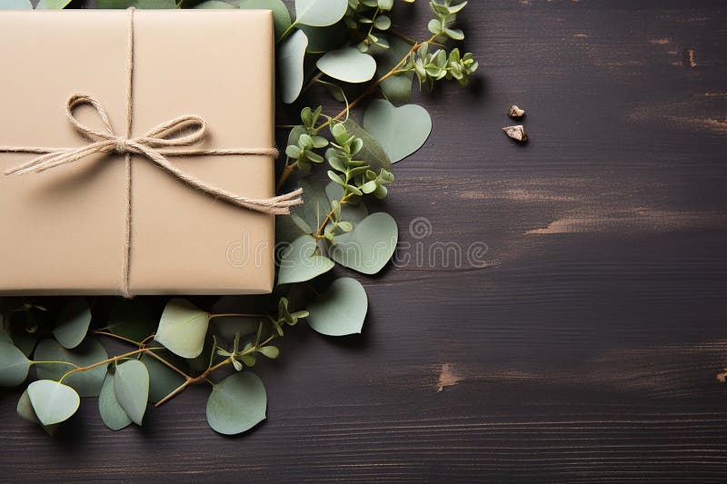 Natural Eco-friendly Gift Box. Gift Boxes and Eucalyptus Branches Stock ...