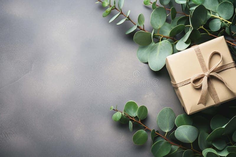 Natural Eco-friendly Gift Box. Gift Boxes and Eucalyptus Branches Stock ...