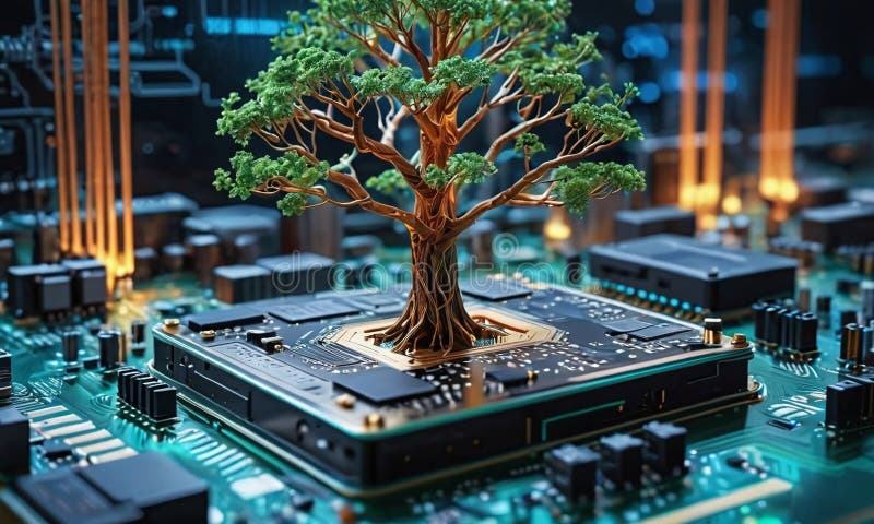 Natural Eco-friendly Tree and Computer Technology on an Abstract High ...