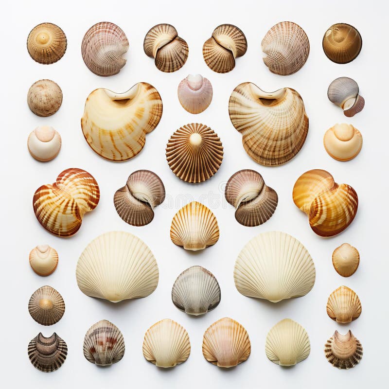 Natural Elegance: a Visually Stunning Seashell Collection Display Stock ...