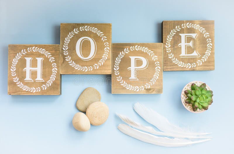 Natural Elements Flat Lay with the Word HOPE Stock Photo - Image of ...