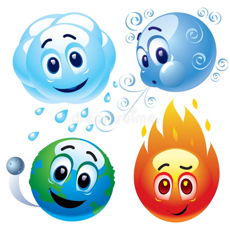 Design Elements. Fire, Water, Grass, Wind Stock Vector - Illustration ...