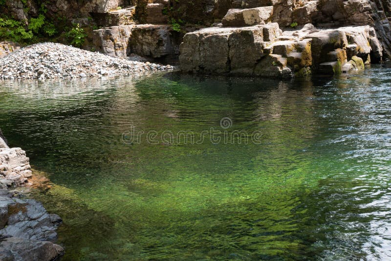 Natural Emerald Green Pool of Water with Rocks Stock Photo - Image of ...
