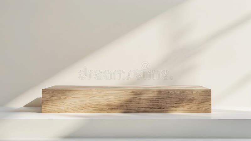 Natural Empty Wooden Rectangular Podium for Product Display on a Light ...
