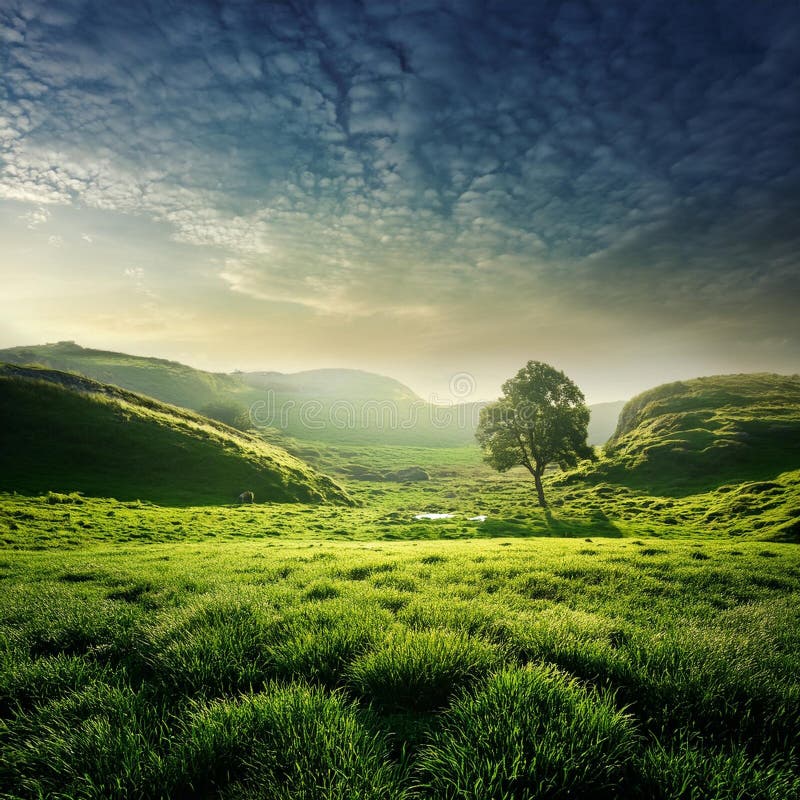 Natural Environment the Field Full of Greenery is an Extraordinary ...