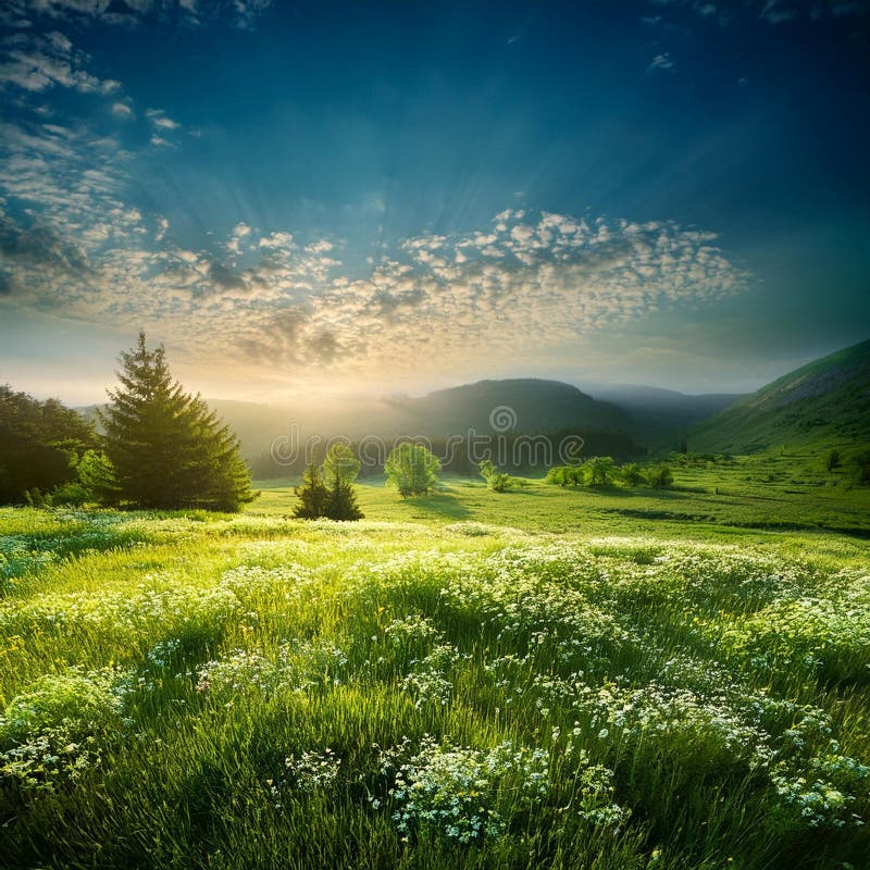 Natural Environment the Field Full of Greenery is an Extraordinary ...